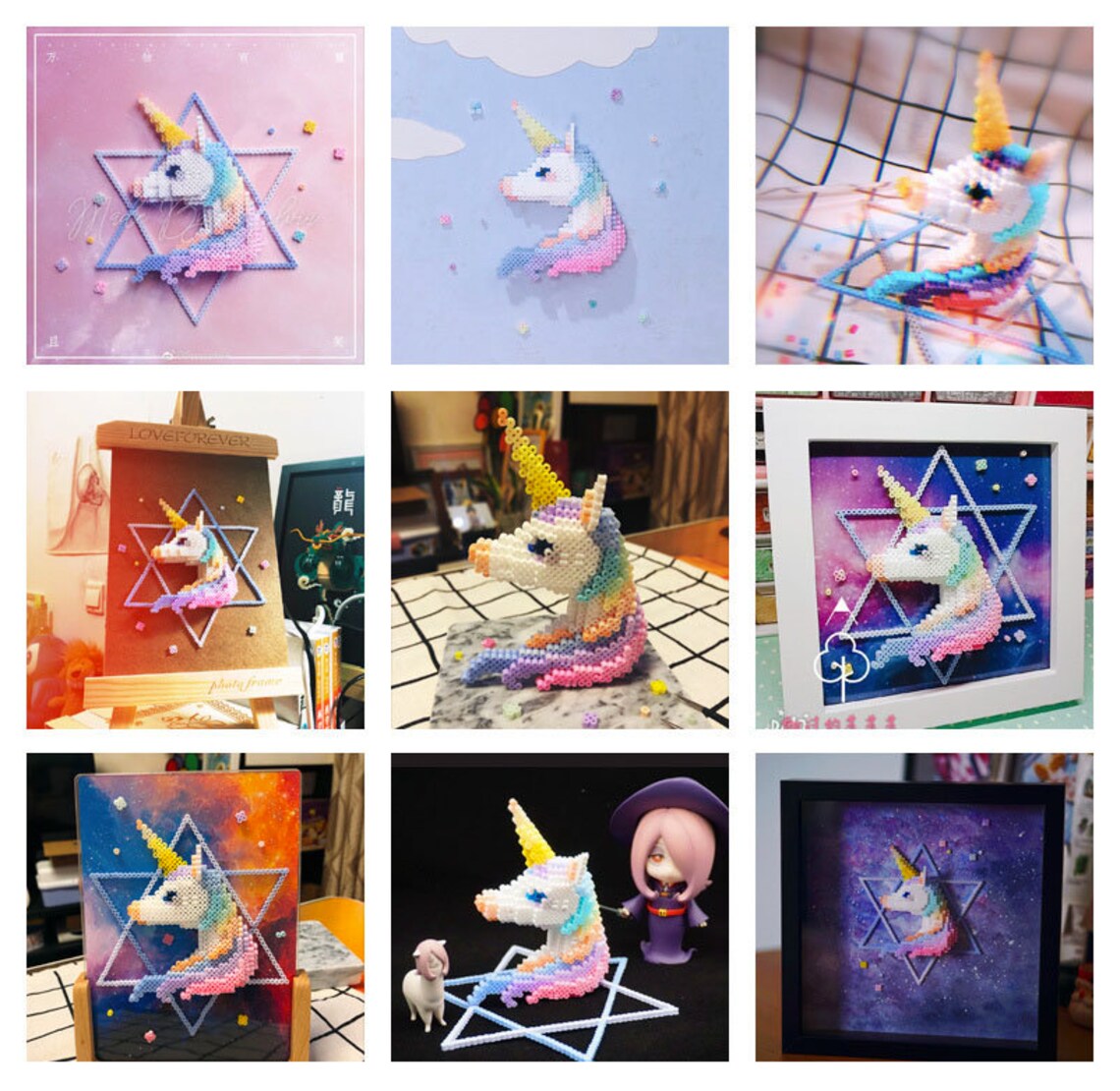 DIY Rainbow Unicorn 3D Perler Bead Pattern Tutorial - Etsy