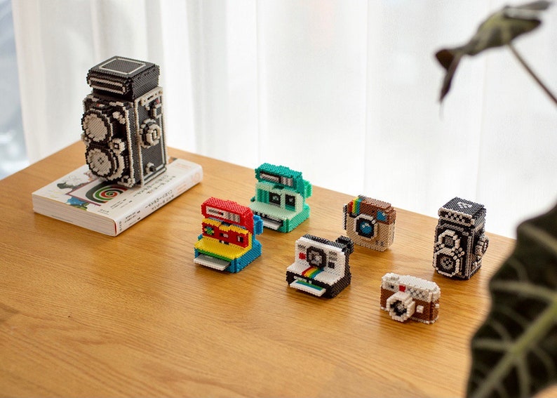 Set of 6 Cameras | 3D Perler Bead Pattern Tutorial | Vintage Camera - Etsy