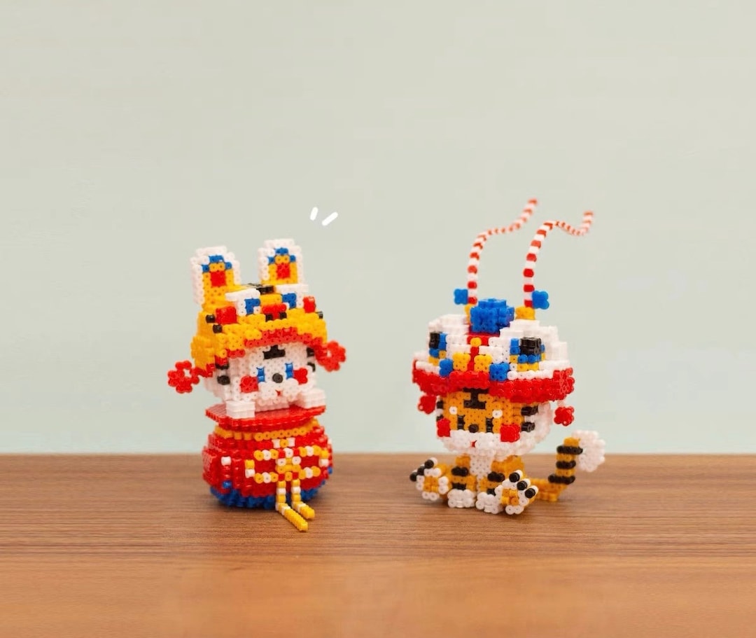 Set of 2 Tiger Perler Beads - Lunar New Year Tiger Zodiac | 3D Perler ...