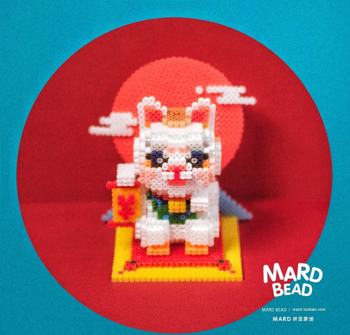 Japanese Fortune Cat 3D Perler Bead Pattern Tutorial - Etsy