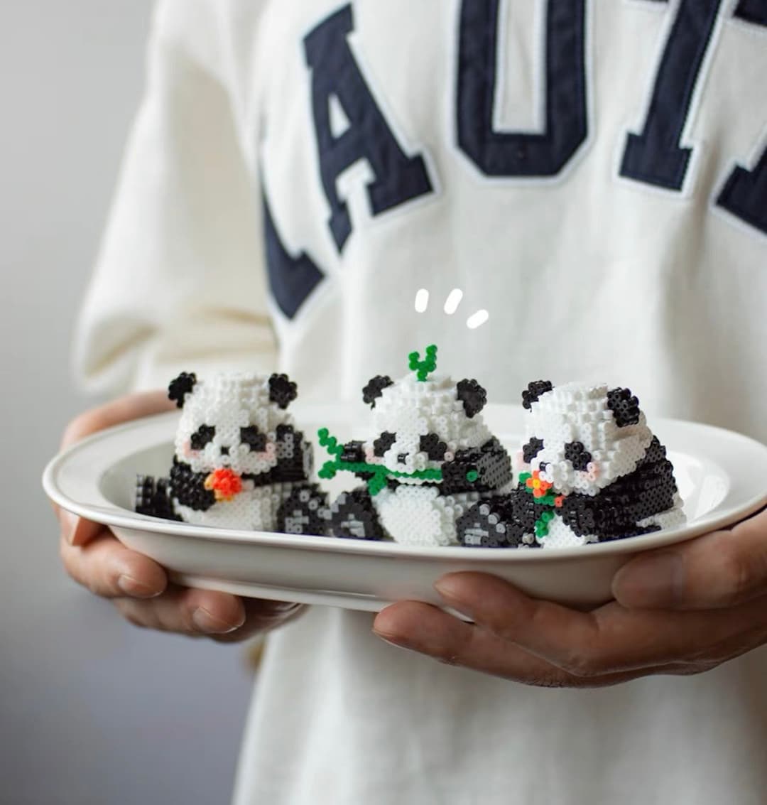 Set of 3 Panda - 3D Perler Bead Pattern Tutorial - Etsy