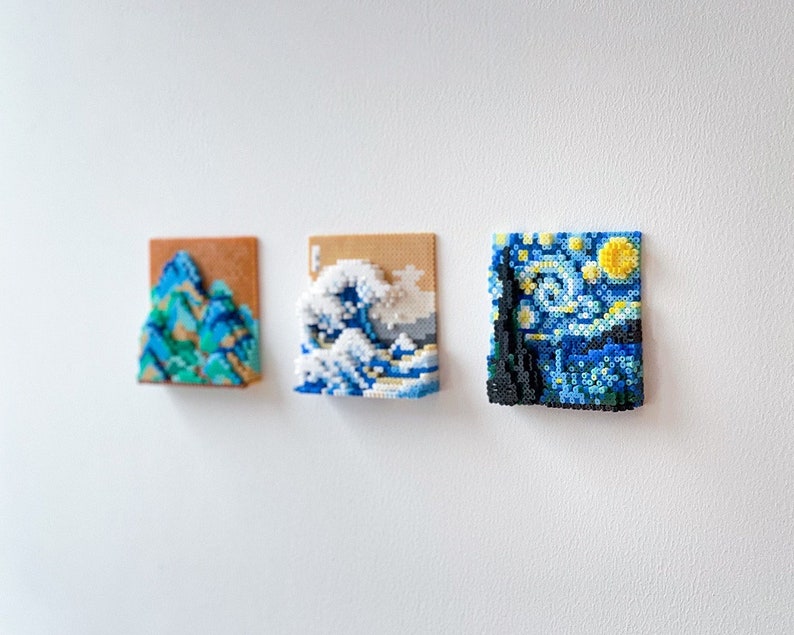 Set of 9 Famous Paintings Portraits 3D Perler Bead Pattern Tutorial - Etsy