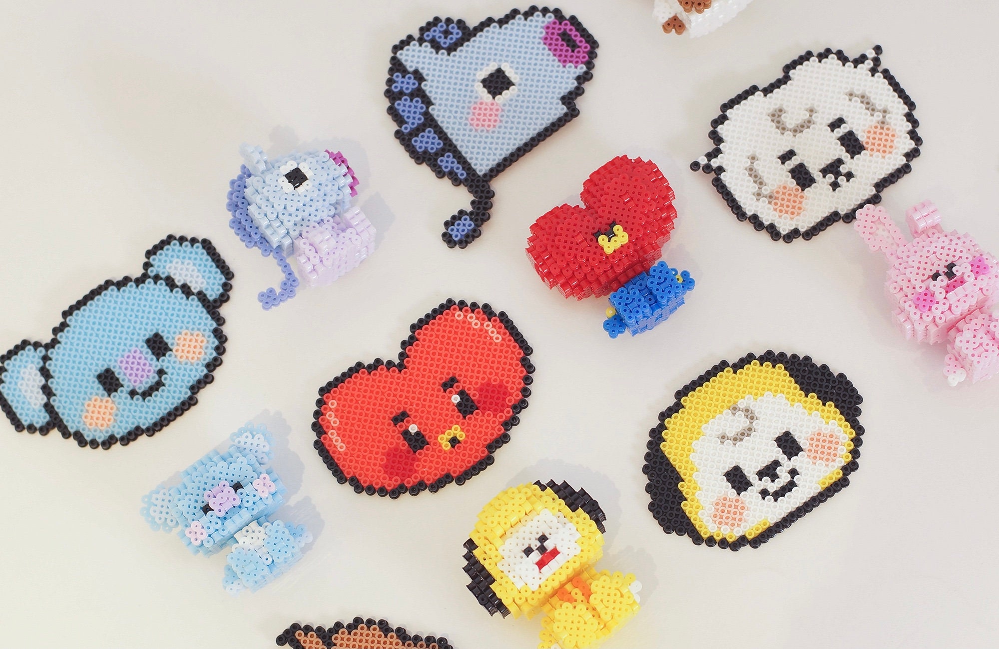 Set of 7 - BT21 Koya RJ Shooky Mang Chimmy Tata Cooky 3D Perler Bead ...