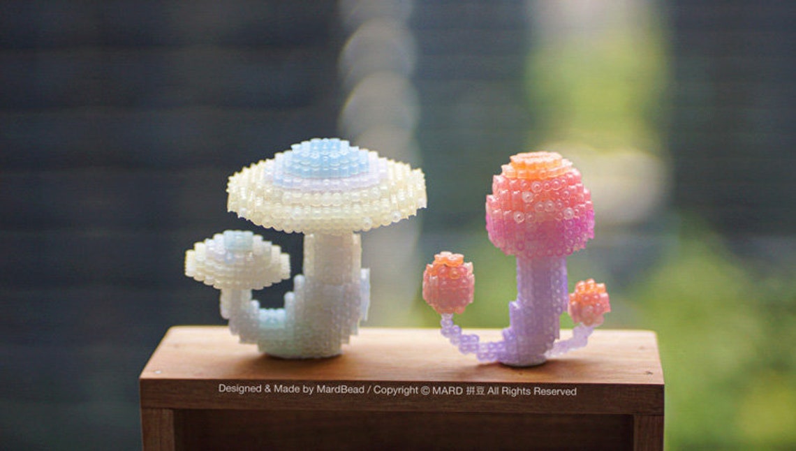 DIY Color Changing Mushroom 3D Perler Bead Pattern Tutorial - Etsy Canada