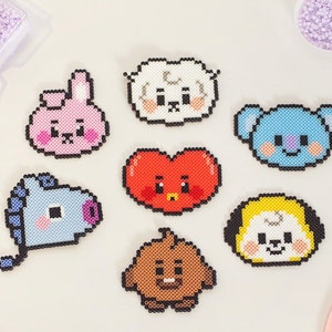 Set of 7 - BT21 Koya RJ Shooky Mang Chimmy Tata Cooky 3D Perler Bead ...