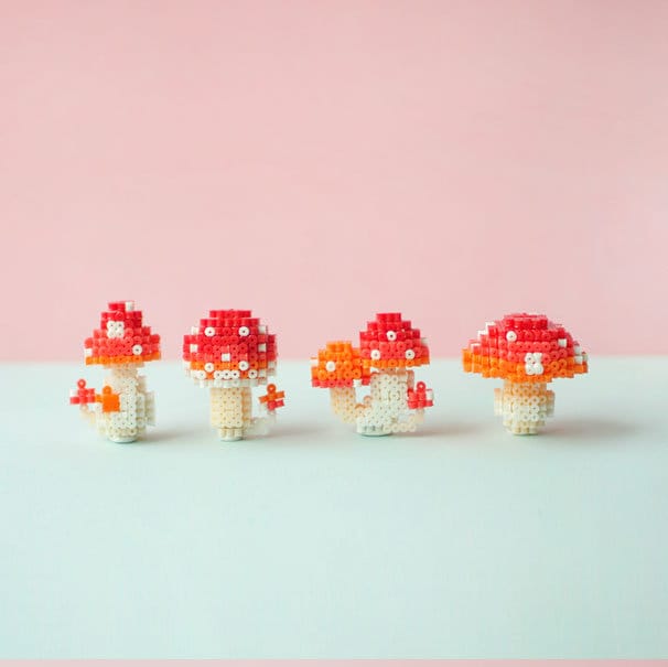 DIY Mini Mushroom 3D Perler Bead Pattern Tutorial - Etsy