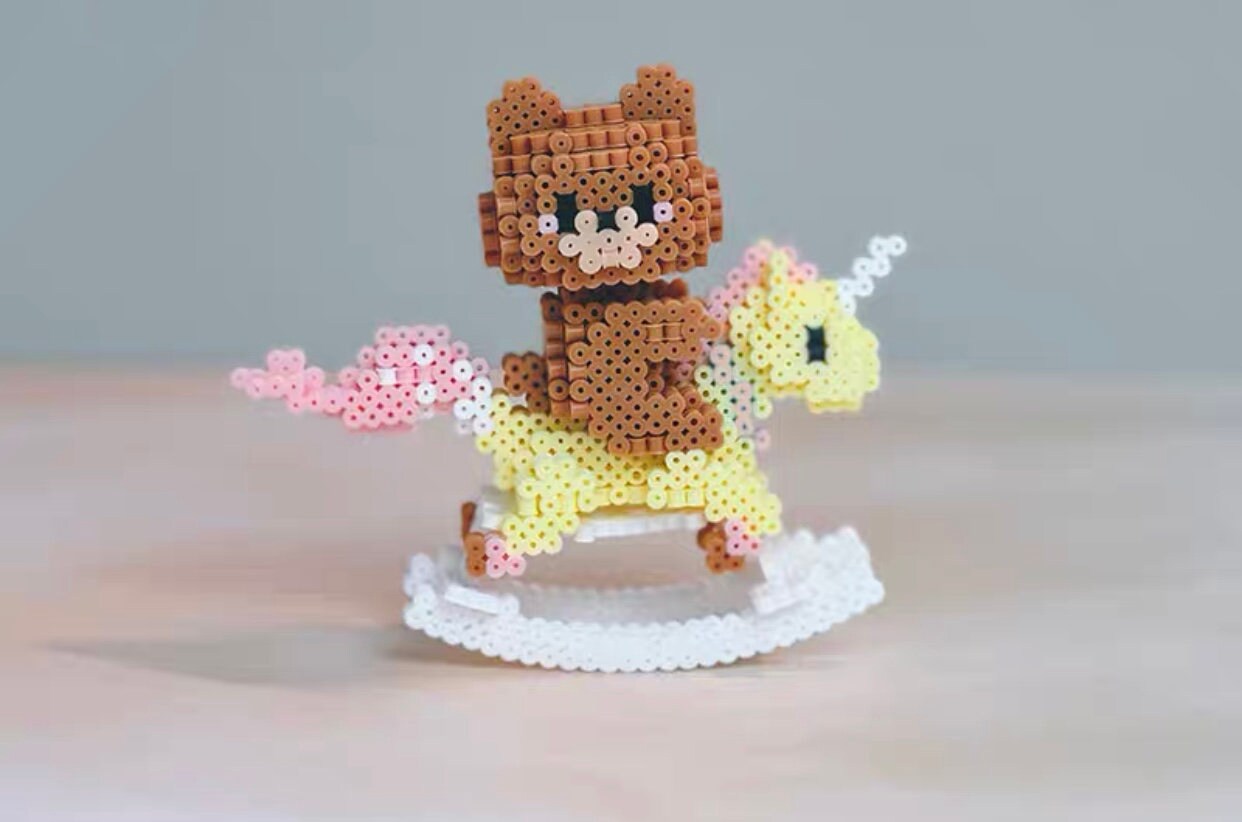 Set of 8 Rocking Horse 3D Perler Bead Pattern Tutorial Duffy | Etsy