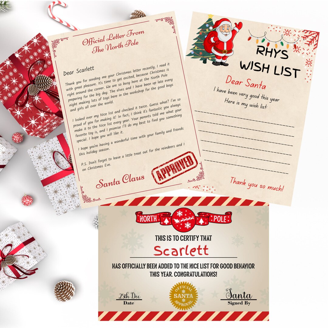 Printable Santa Letter Personalised Wish List Official Nice - Etsy