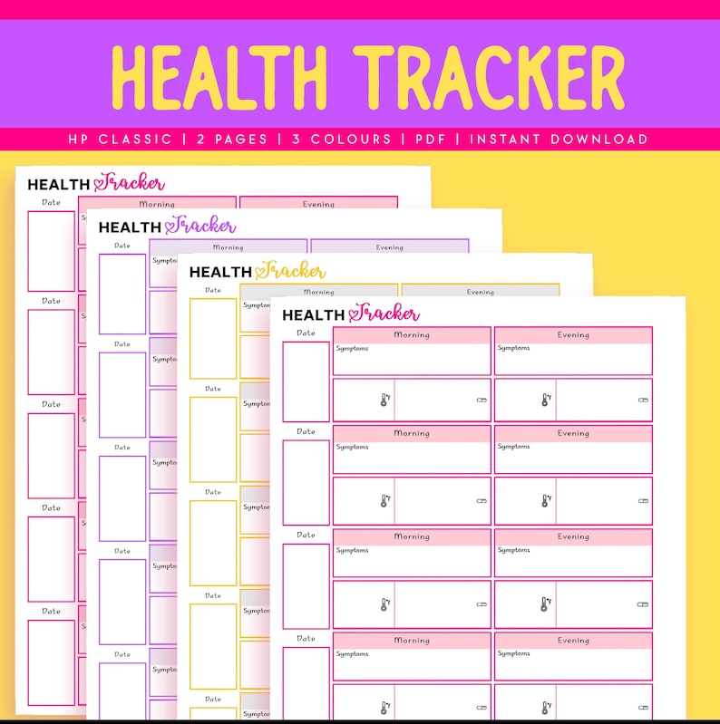 Health Tracker | Printable | HP Classic | Digital Download | Planner ...