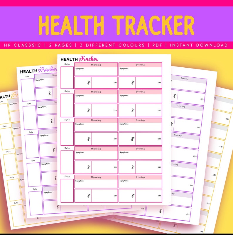 Health Tracker Printable HP Classic Digital Download Planner - Etsy