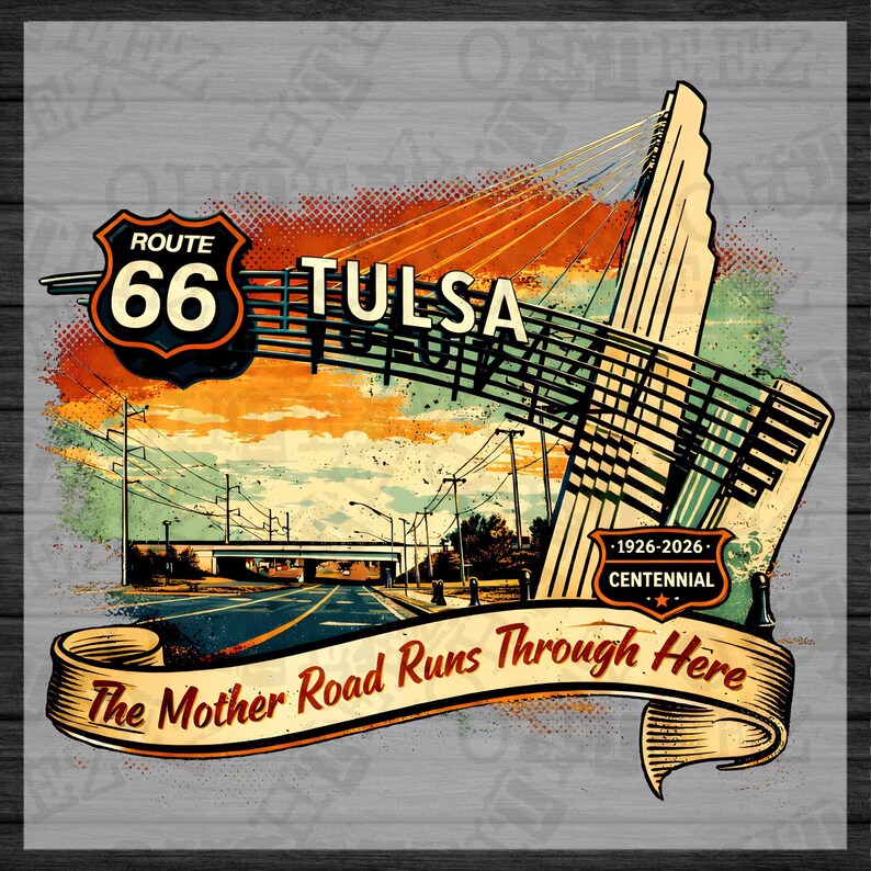 Route 66 Tulsa Centennial DTF Transfer | Mother Road Retro Design - Etsy