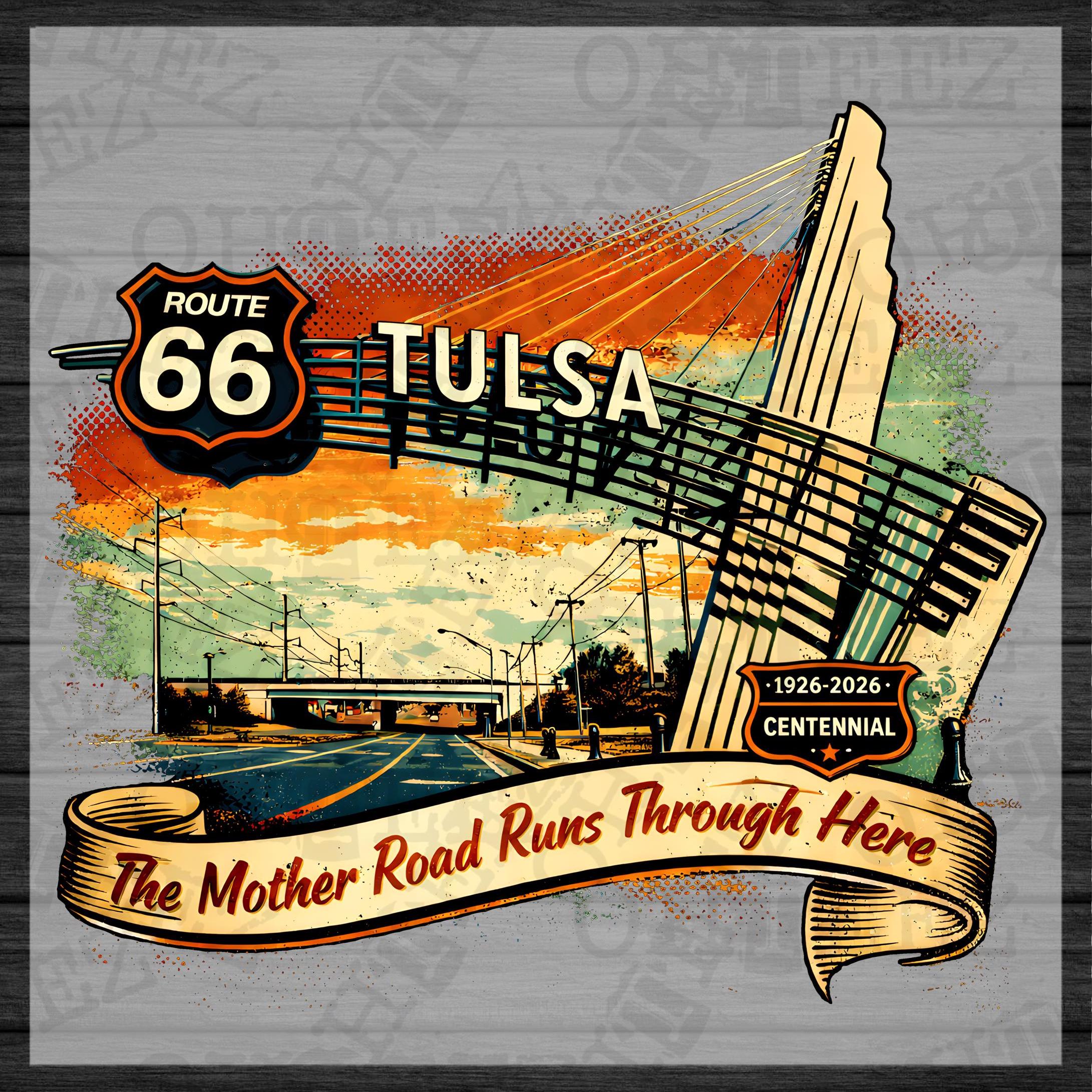 Route 66 Centennial Custom DTF Transfer | Mother Road Tulsa Archway + T ...