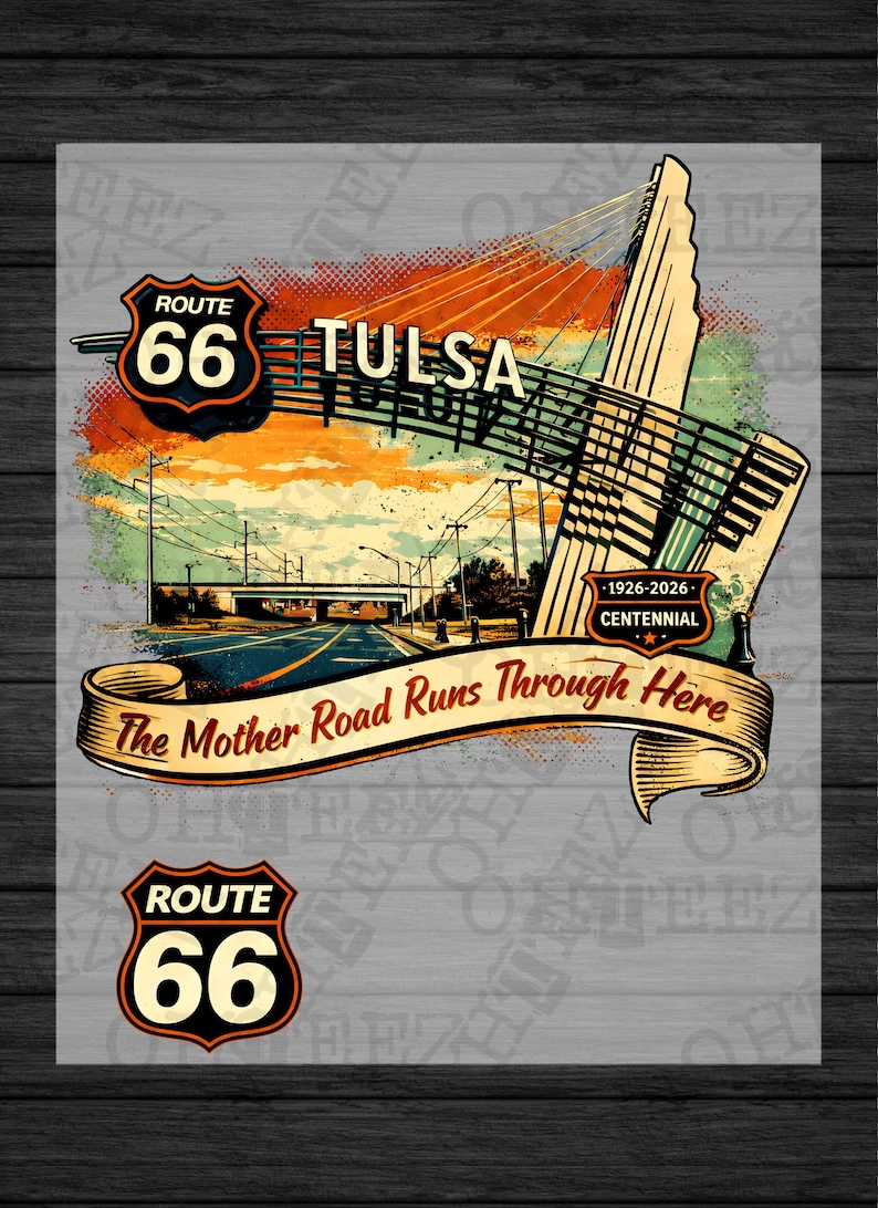 Route 66 Tulsa Centennial DTF Transfer | Mother Road Retro Design - Etsy