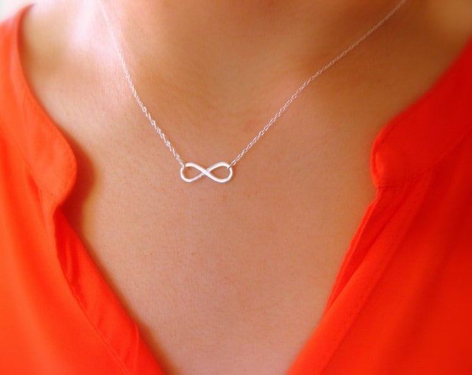 Infinity Necklace 14K Solid Gold and 925 Sterling Symbol of Infinite ...