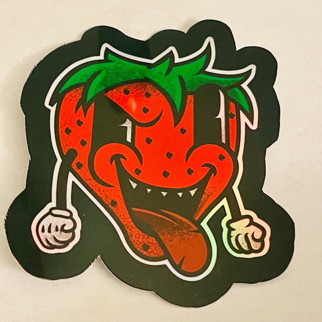 Evil Strawberry With Tongue Out Sticker - Etsy