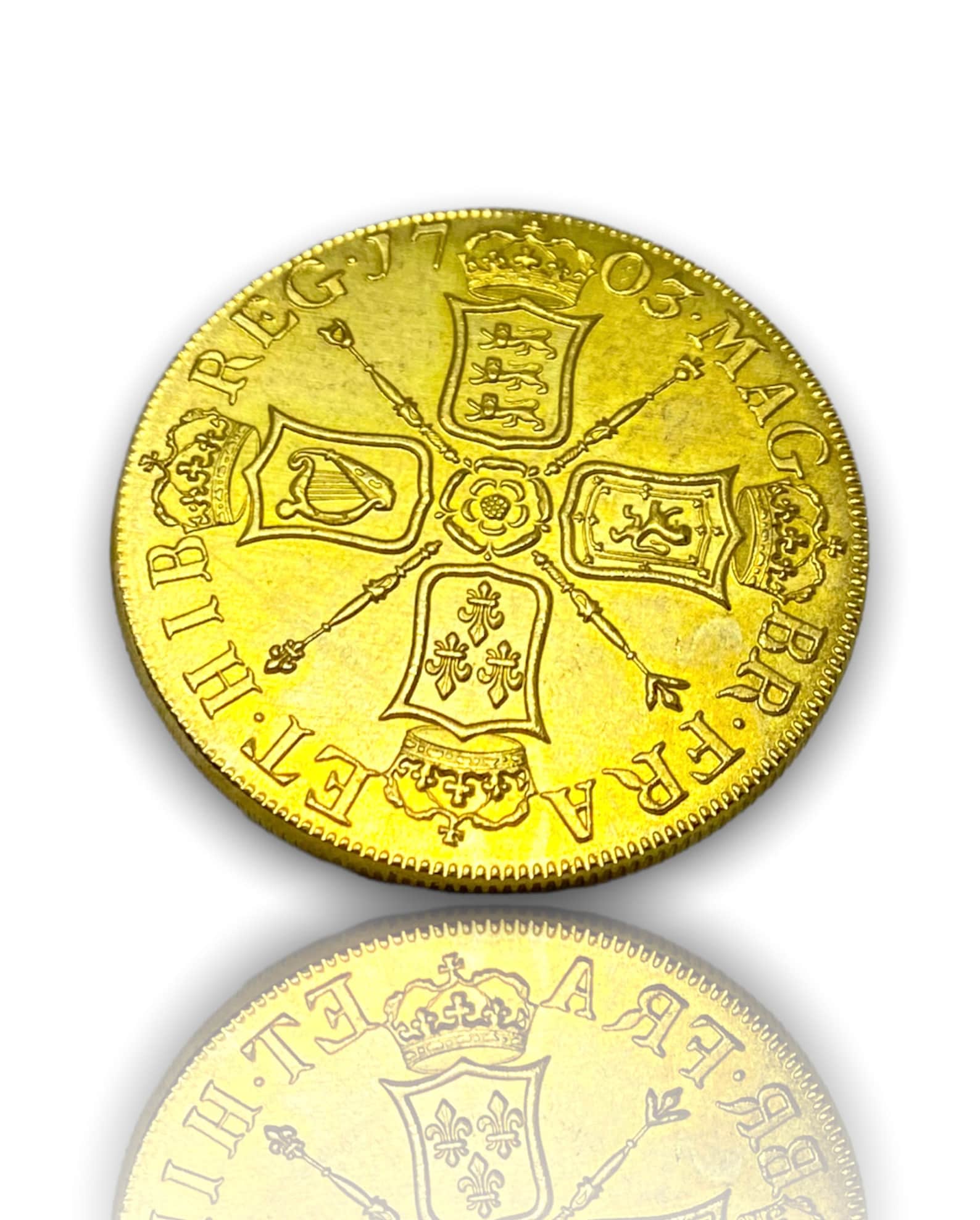 Gold Coin British 5 Guineas "queen Anne" 1703 REPLICA 1pcs Not Magnetic ...