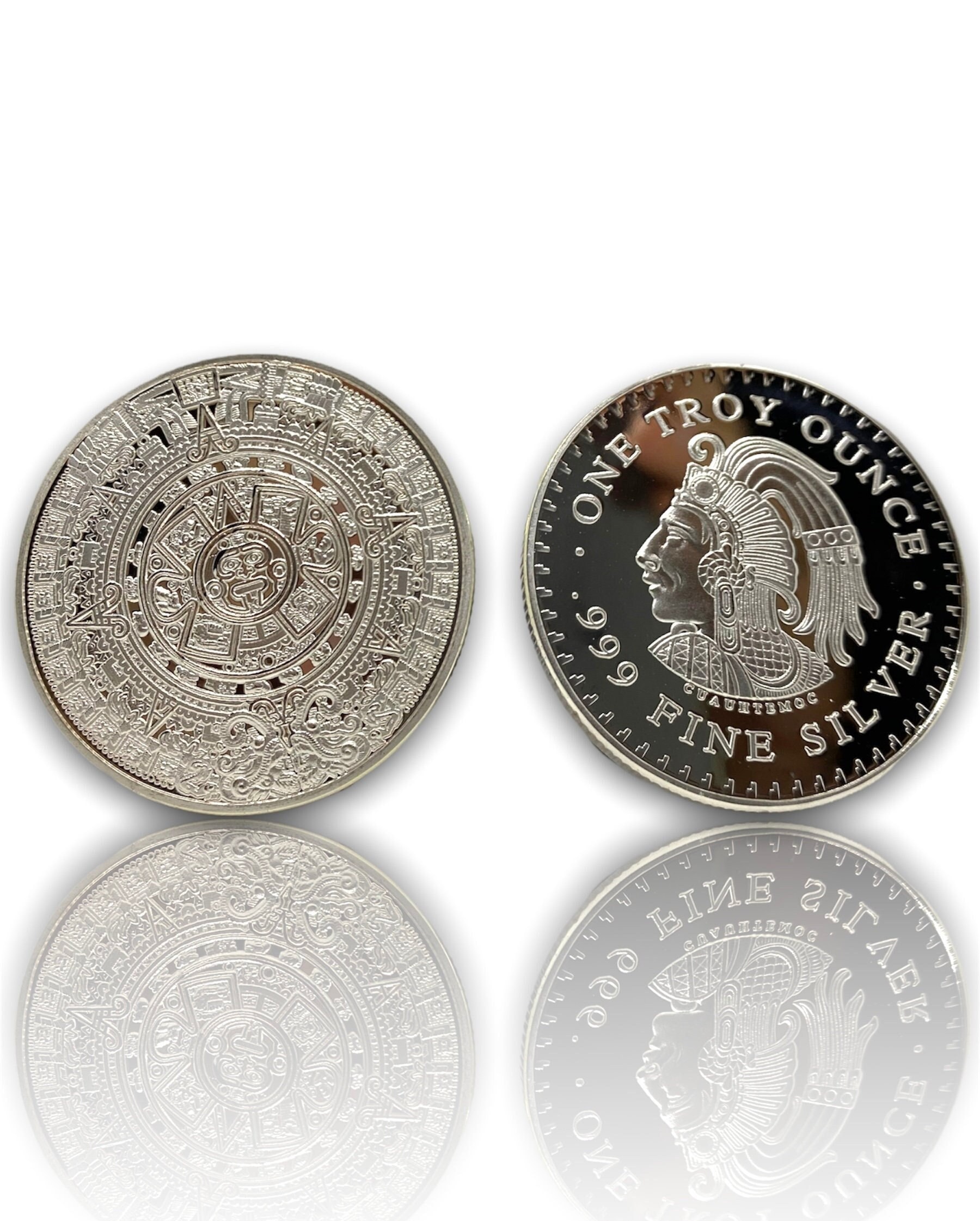 Aztec Calendar Cuauhtemoc 1 Oz .999 Silver Plated Coin REPLICA 1pcs ...