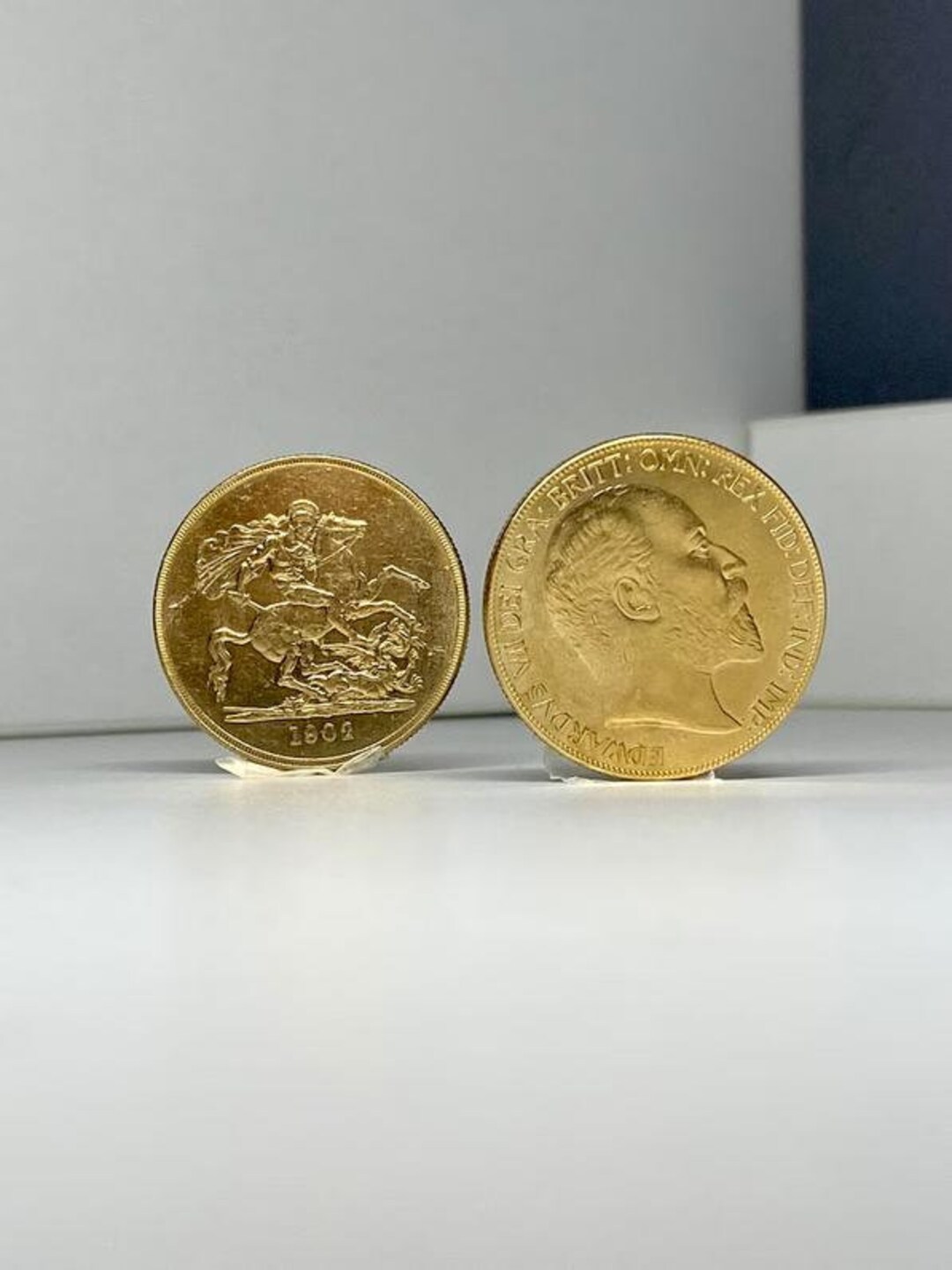 Gold Coin Sovereign Gold Plated 5 Pounds Coin King Edward VII British ...