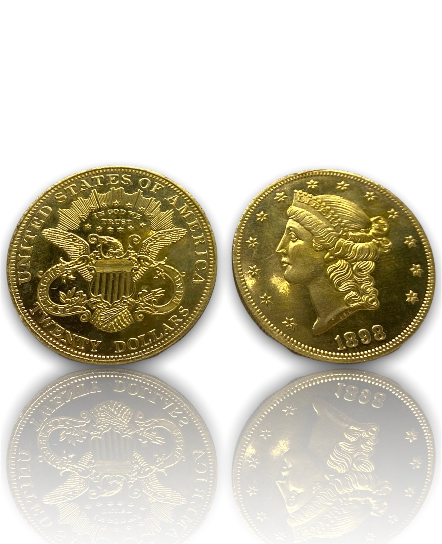 Gold Plated Coin 24k Liberty 20 Dollars Coin 1899 REPLICA, USA Proof in ...