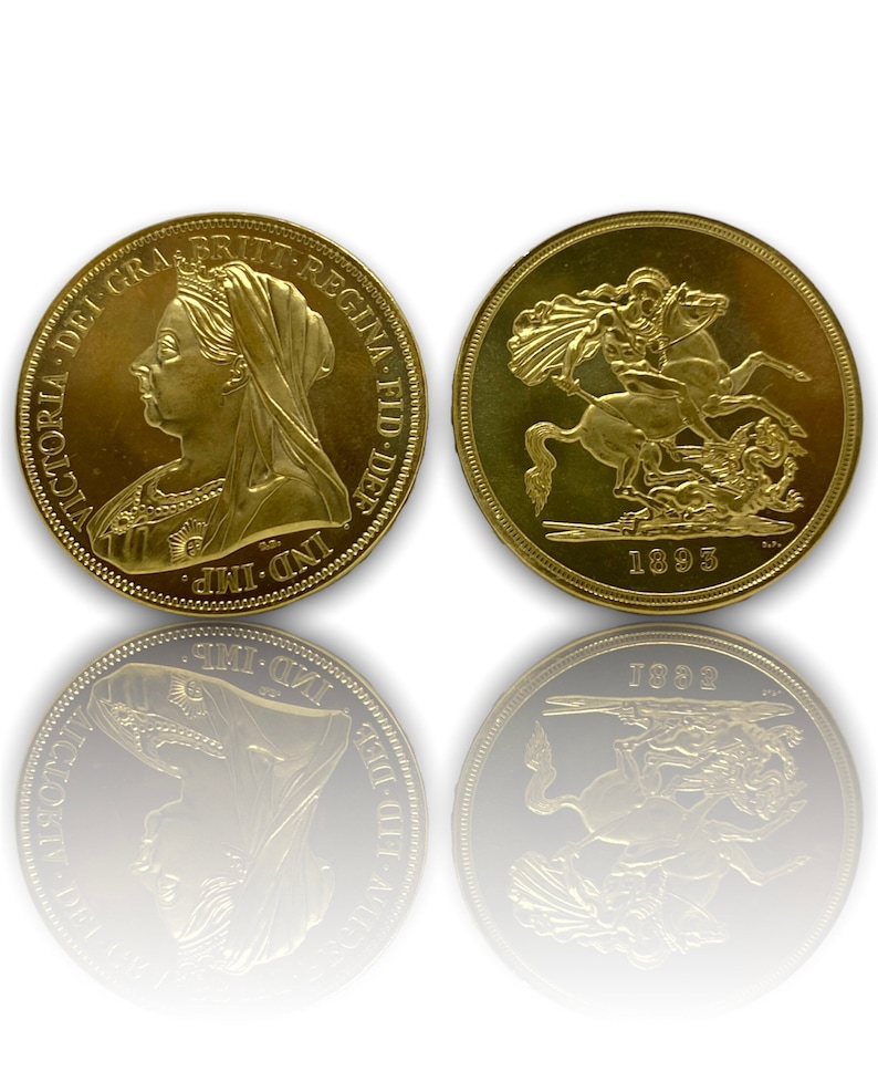 Coin British Sovereign Gold Plated 5 Pounds Coin Queen Victoria Regina ...