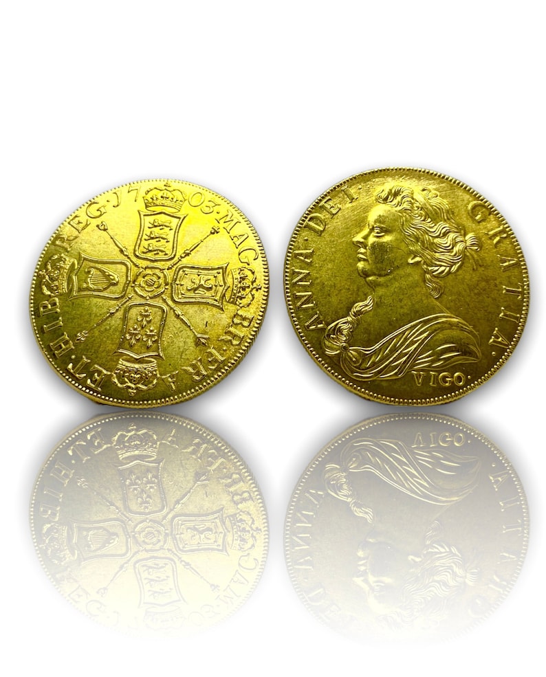 Gold Coin British 5 Guineas "queen Anne" 1703 REPLICA 1pcs Not Magnetic ...