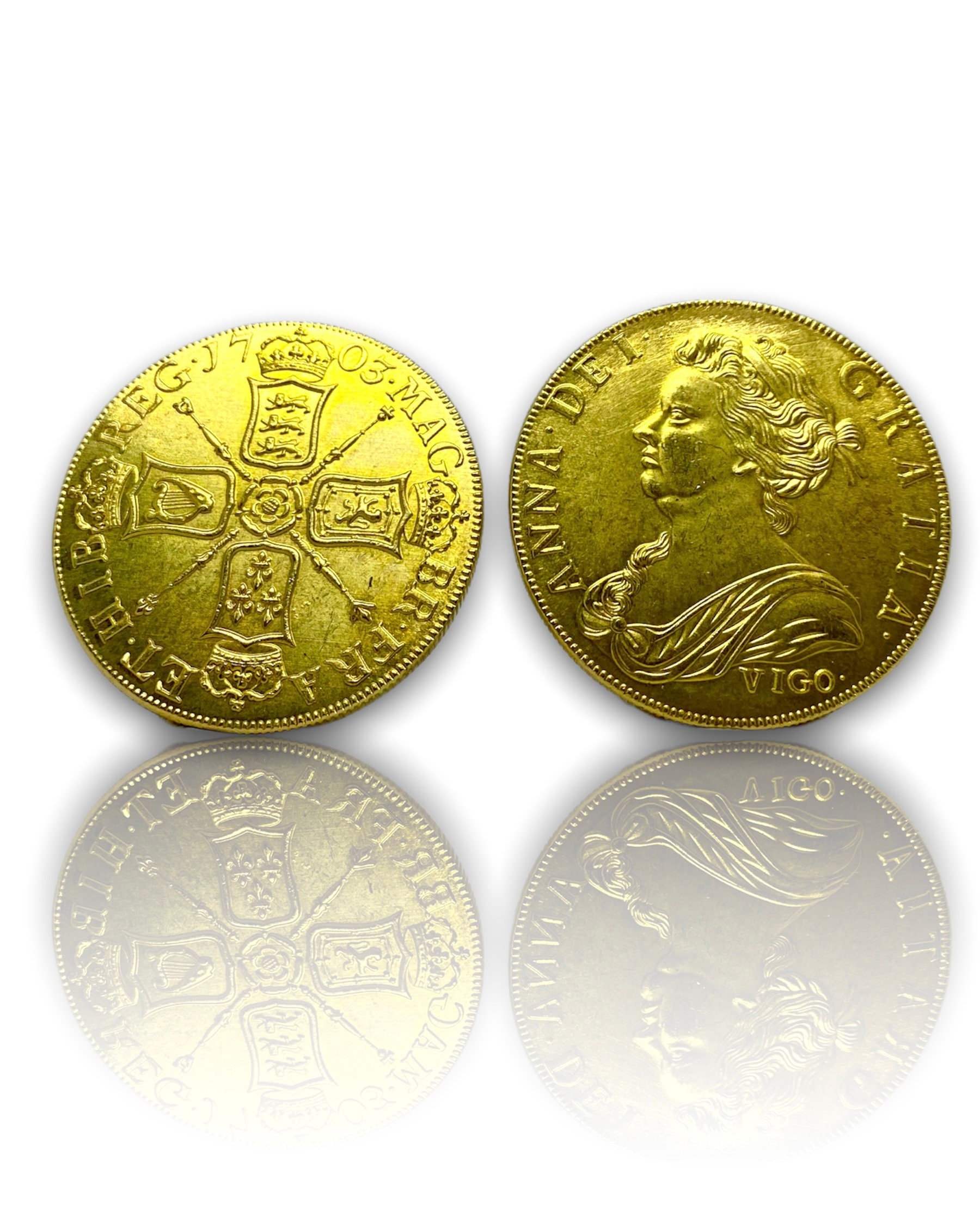 Gold Coin British 5 Guineas "queen Anne" 1703 REPLICA 1pcs Not Magnetic ...