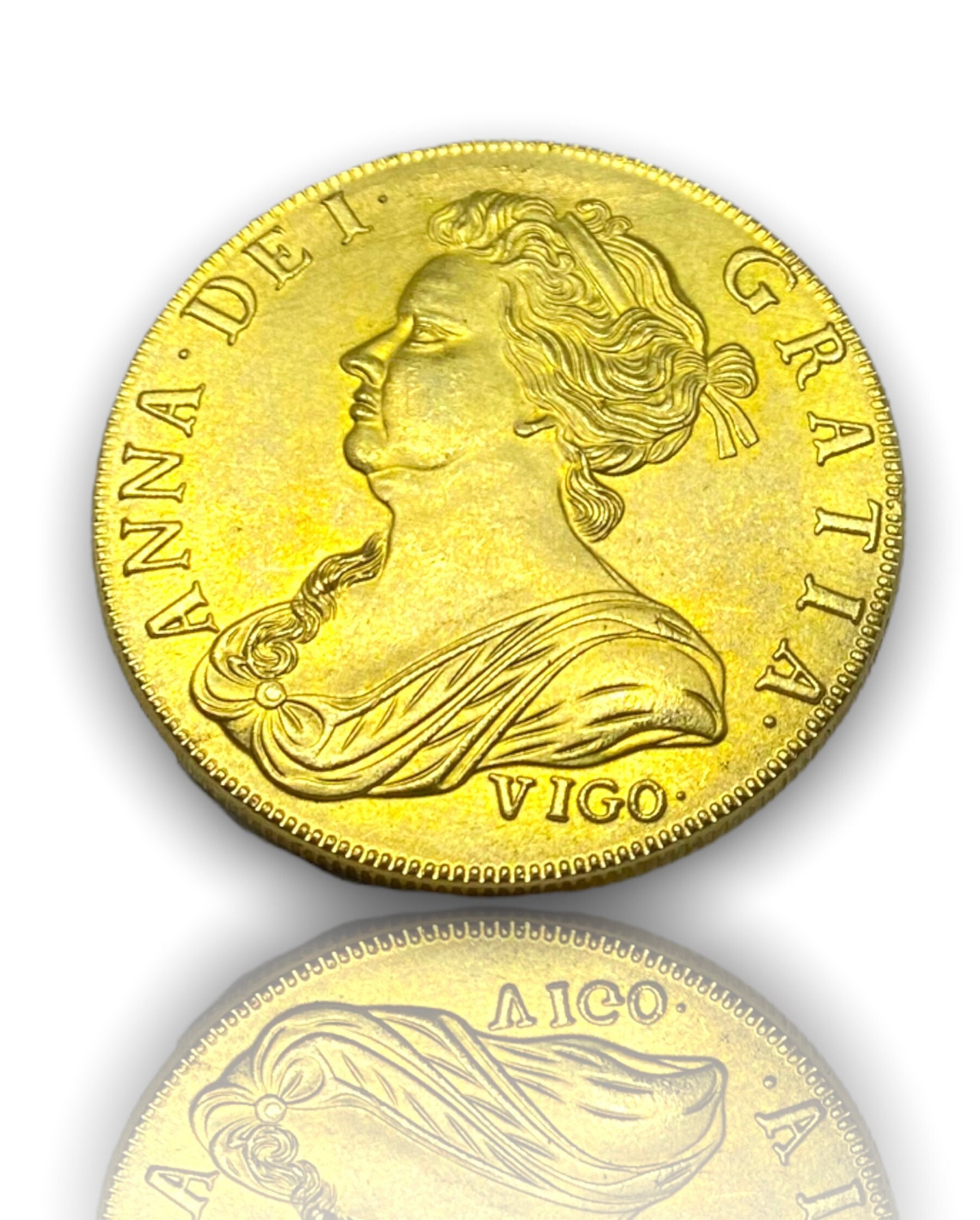 Gold Coin British 5 Guineas "queen Anne" 1703 REPLICA 1pcs Not Magnetic ...