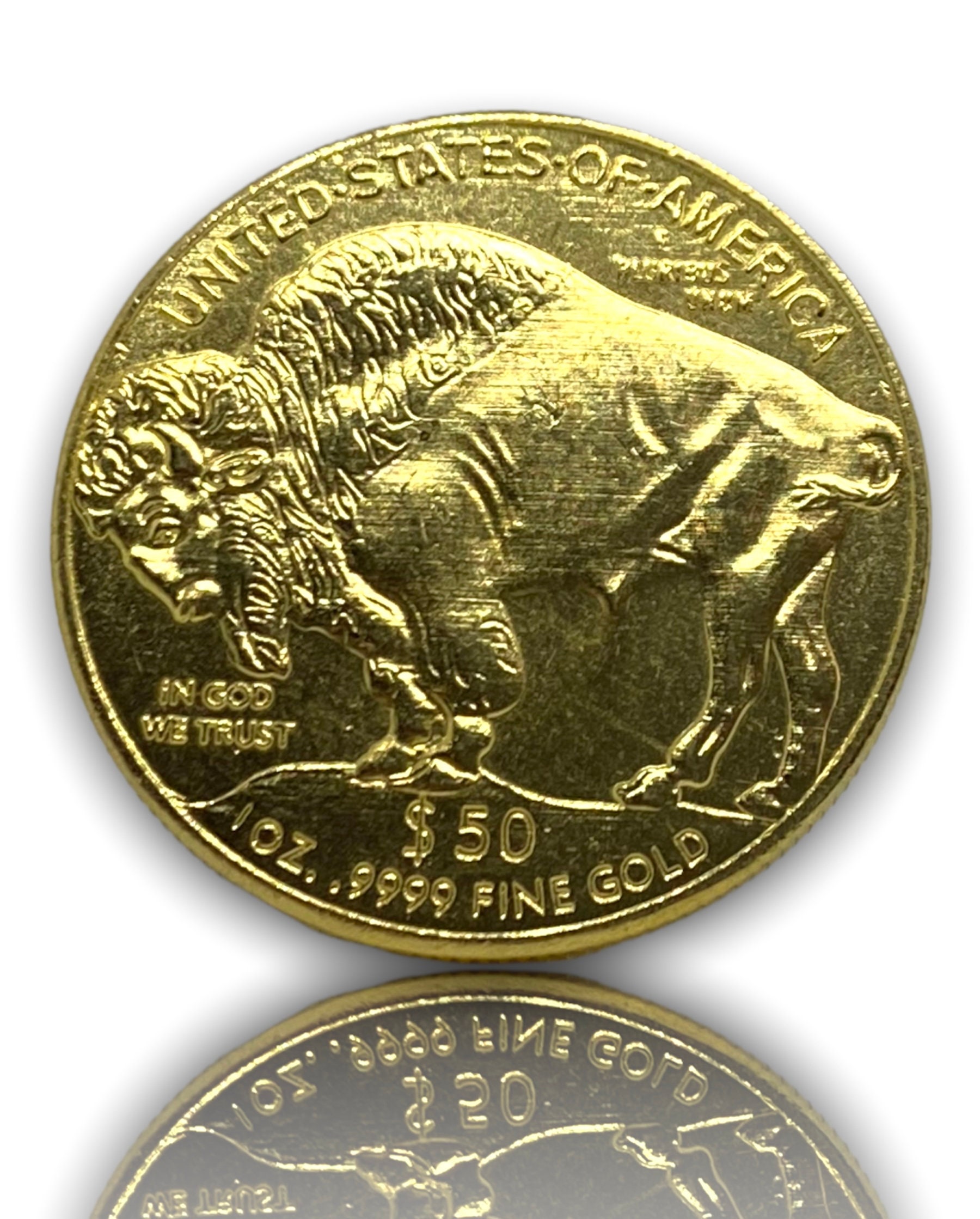 Gold American Buffalo 1 Oz 50 Dollars Copy Coin REPLICA Gold Plated 24k ...