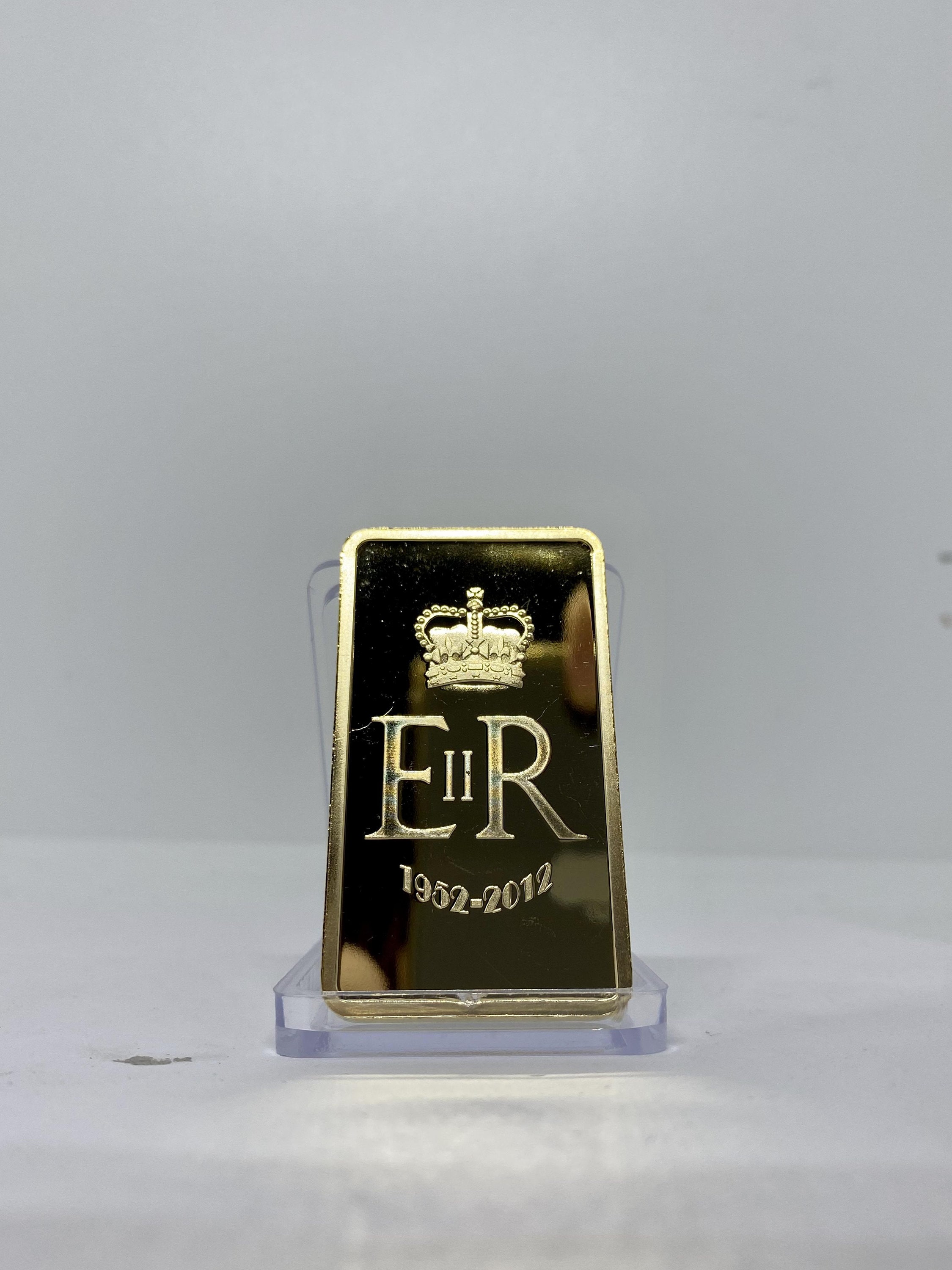 Gold Plated Commemorative Bar, Queen Elizabeth II British Diamond ...