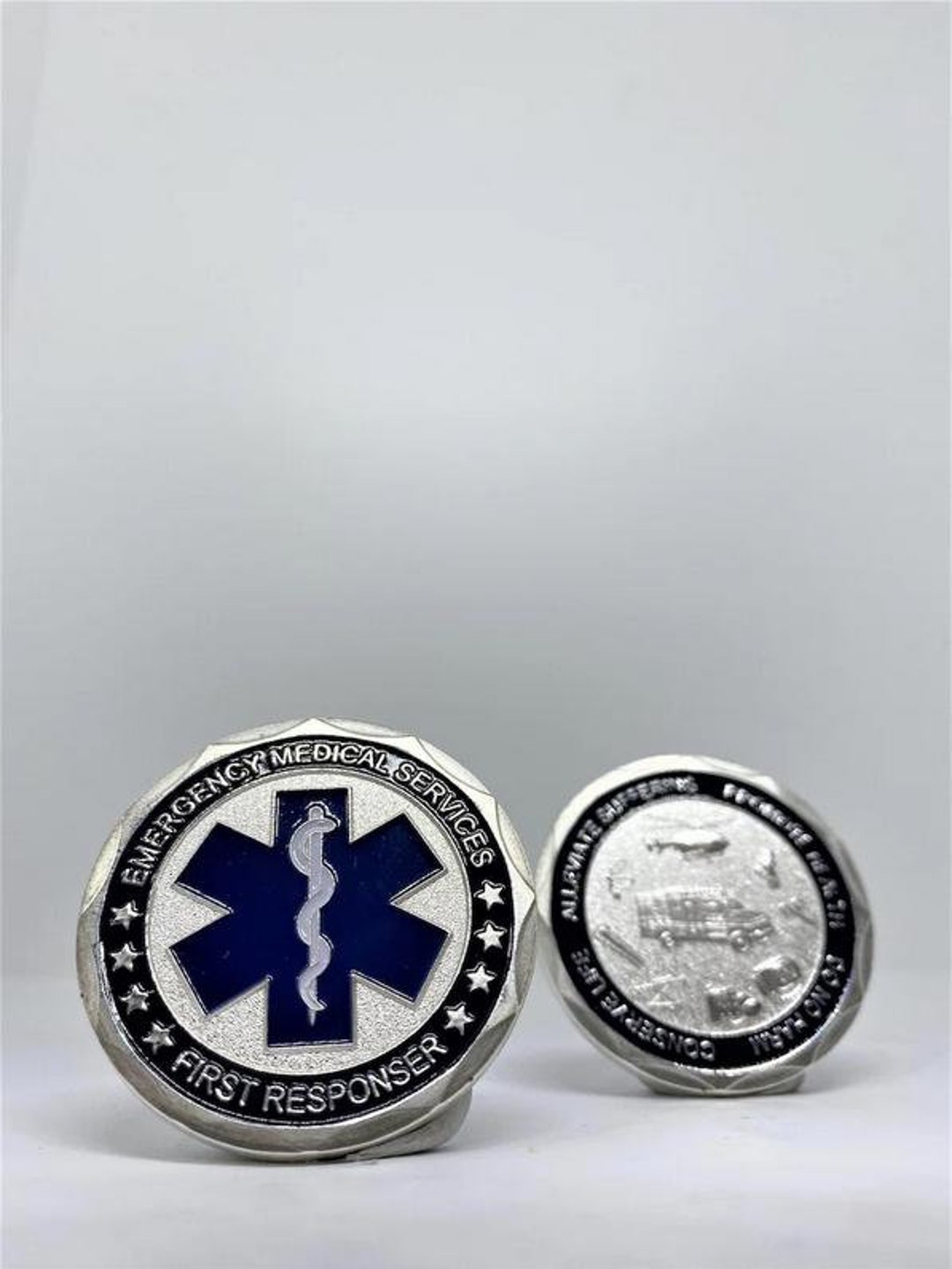 Silver Plated Token Emergency Medical Services (EMS) Coin Concept ...