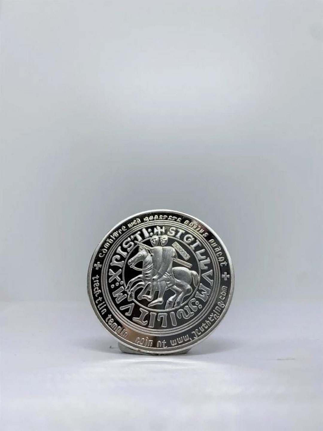 Silver Plated White Masonic Coin Commemorative Concept Templers Knights ...