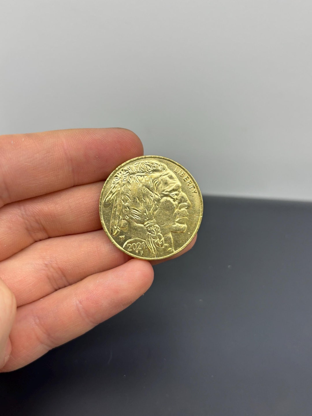 Gold American Buffalo 1 Oz 50 Dollars Copy Coin REPLICA Gold Plated 24k ...