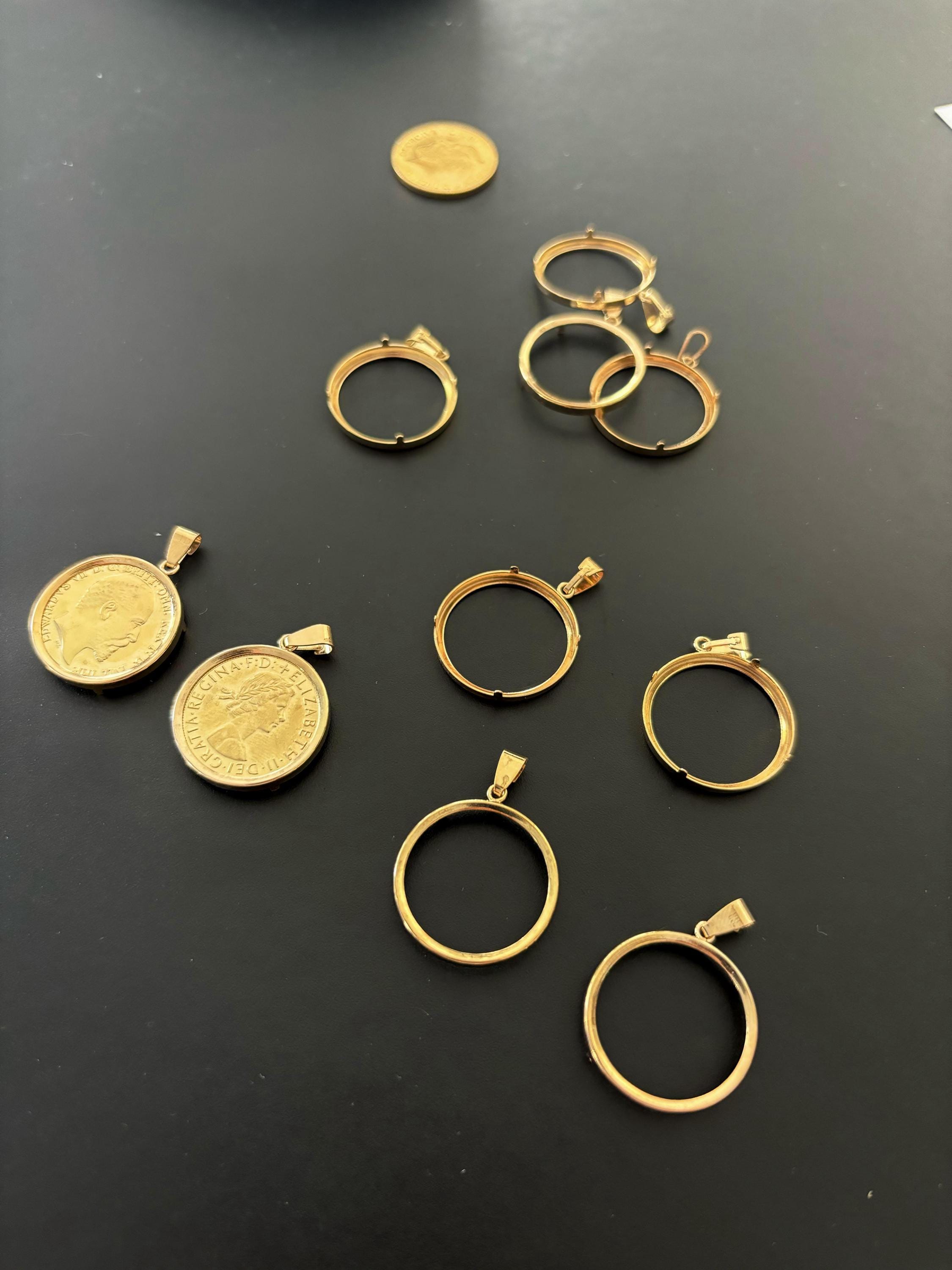 British Sovereign Coin Bezel Gold 14k Plated Silver 925 for Sovereign ...