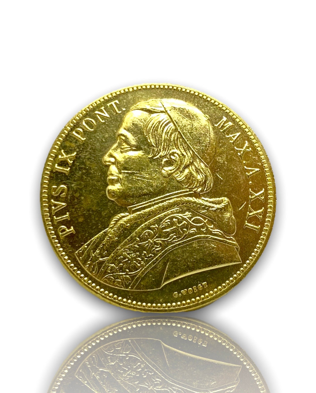 Gold Coin 100 Lire - Pio IX Papal States (italian States) 1866 Gold ...