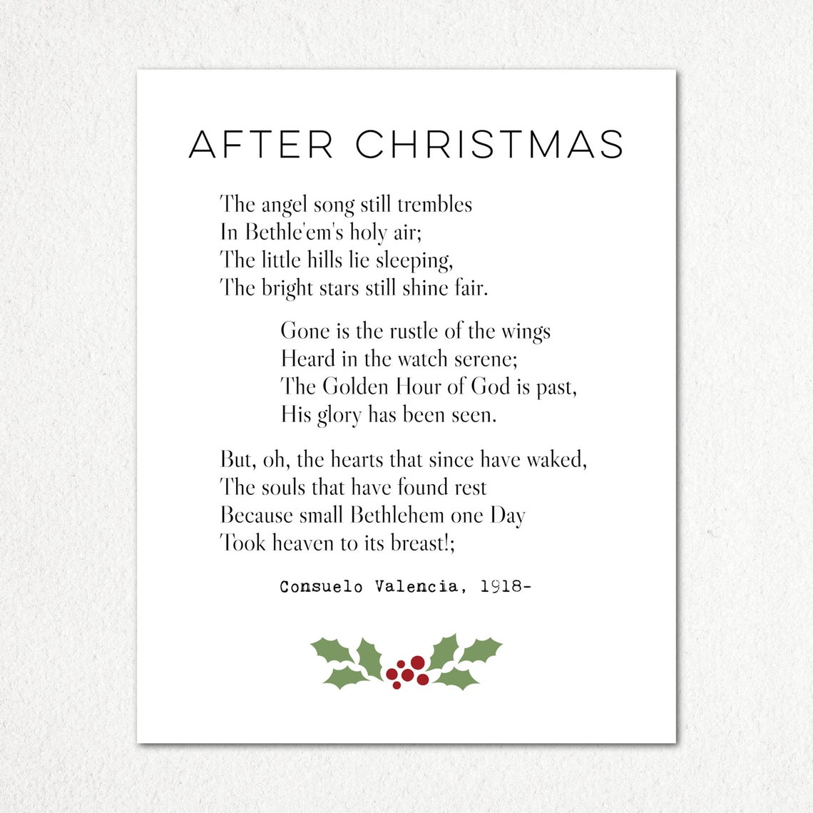 Christmas Poem Set 4 Poems Digital Download Printable Art 8x10 JPG ...