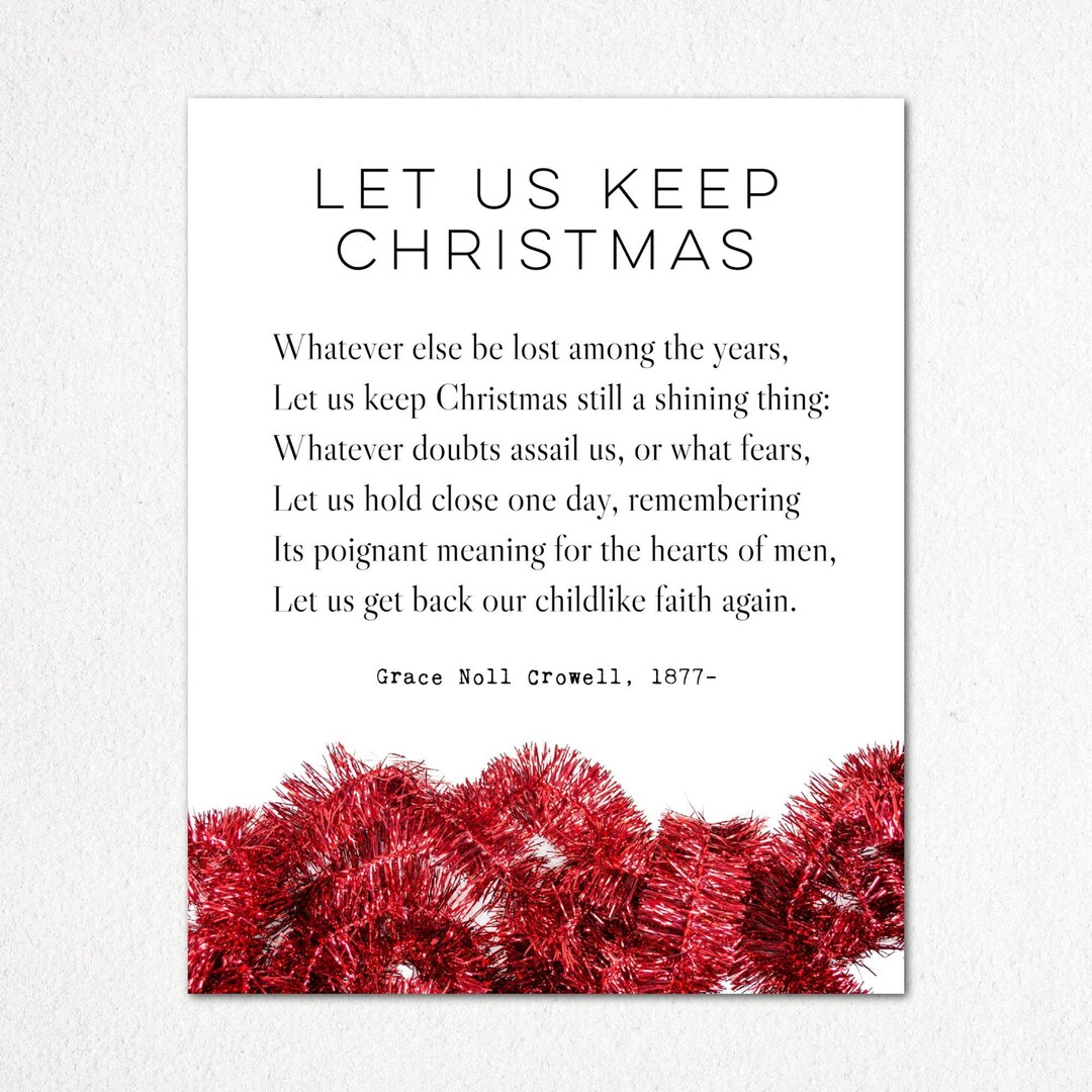 Christmas Poem | Let Us Keep Christmas | 2 Sizes | Digital Download ...