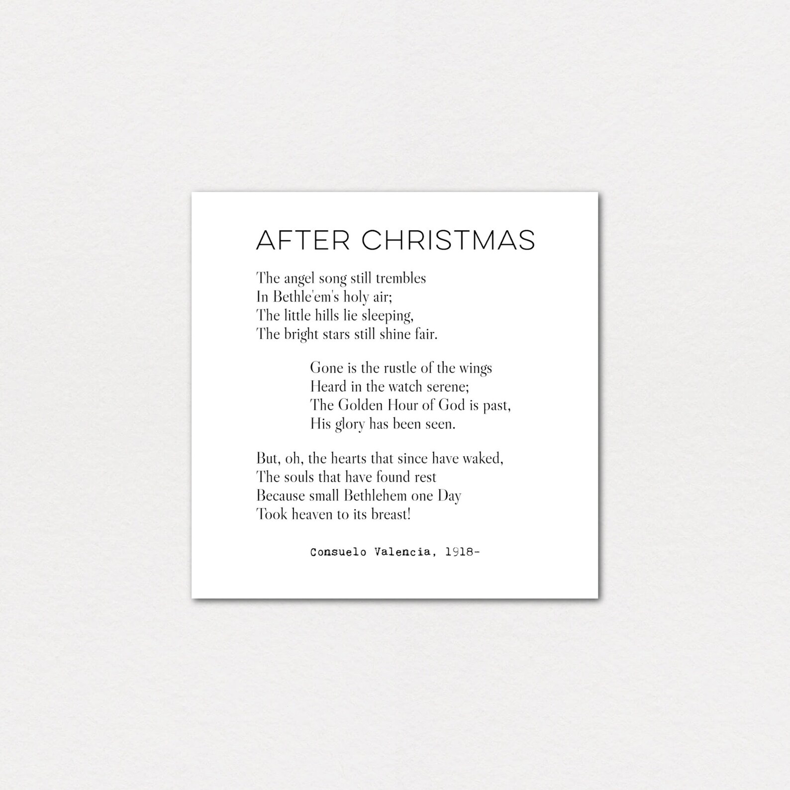 Christmas Poem Set | 4 Poems | Digital Download | Printable Art | 4x4 ...