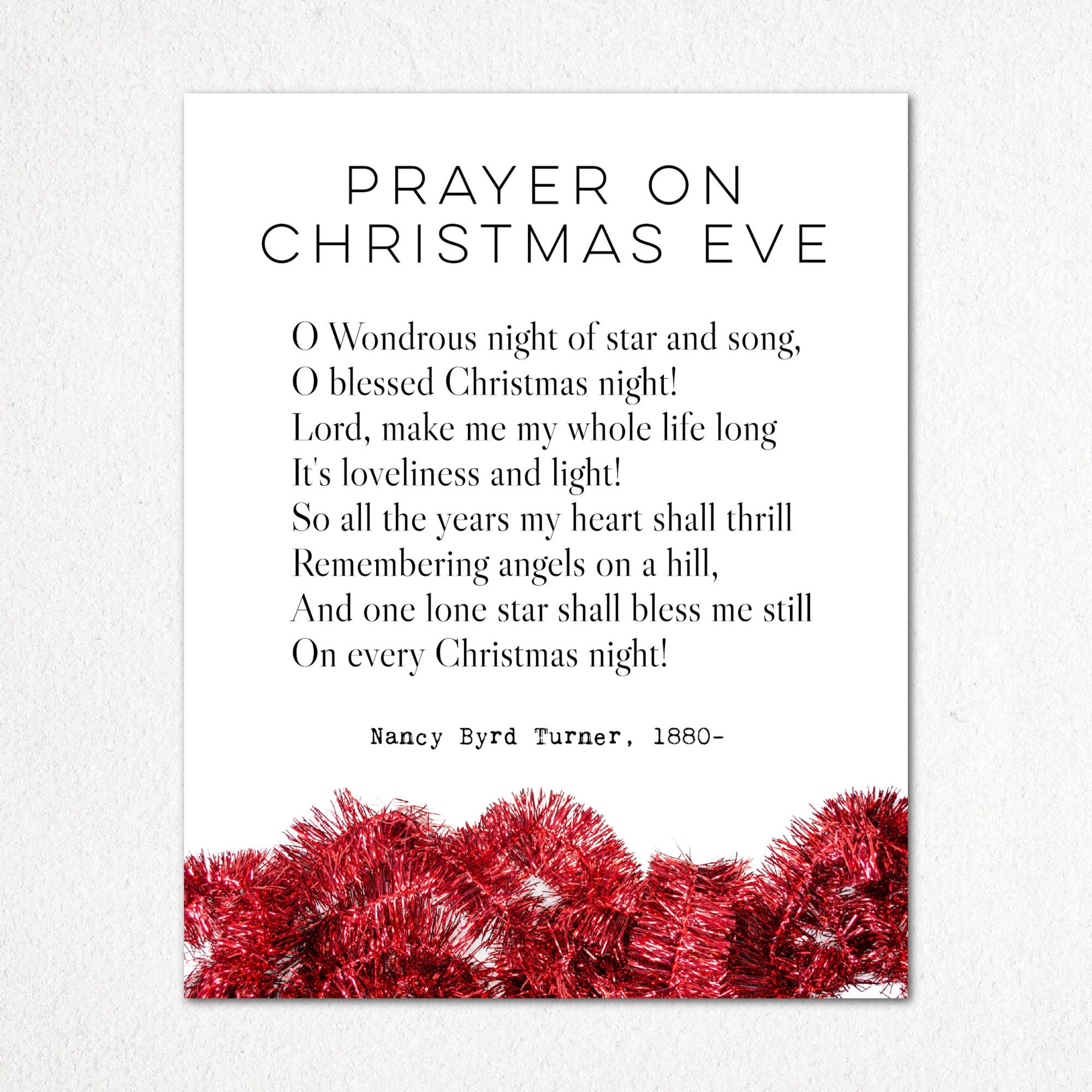 Christmas Poem | Prayer on Christmas Eve | 2 Sizes | Digital Download ...