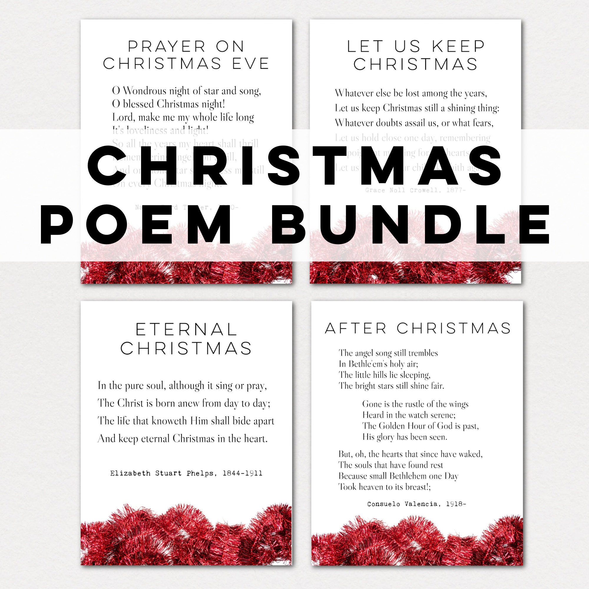 Christmas Poem Set | 4 Poems | Digital Download | Printable Art | 4x4 ...