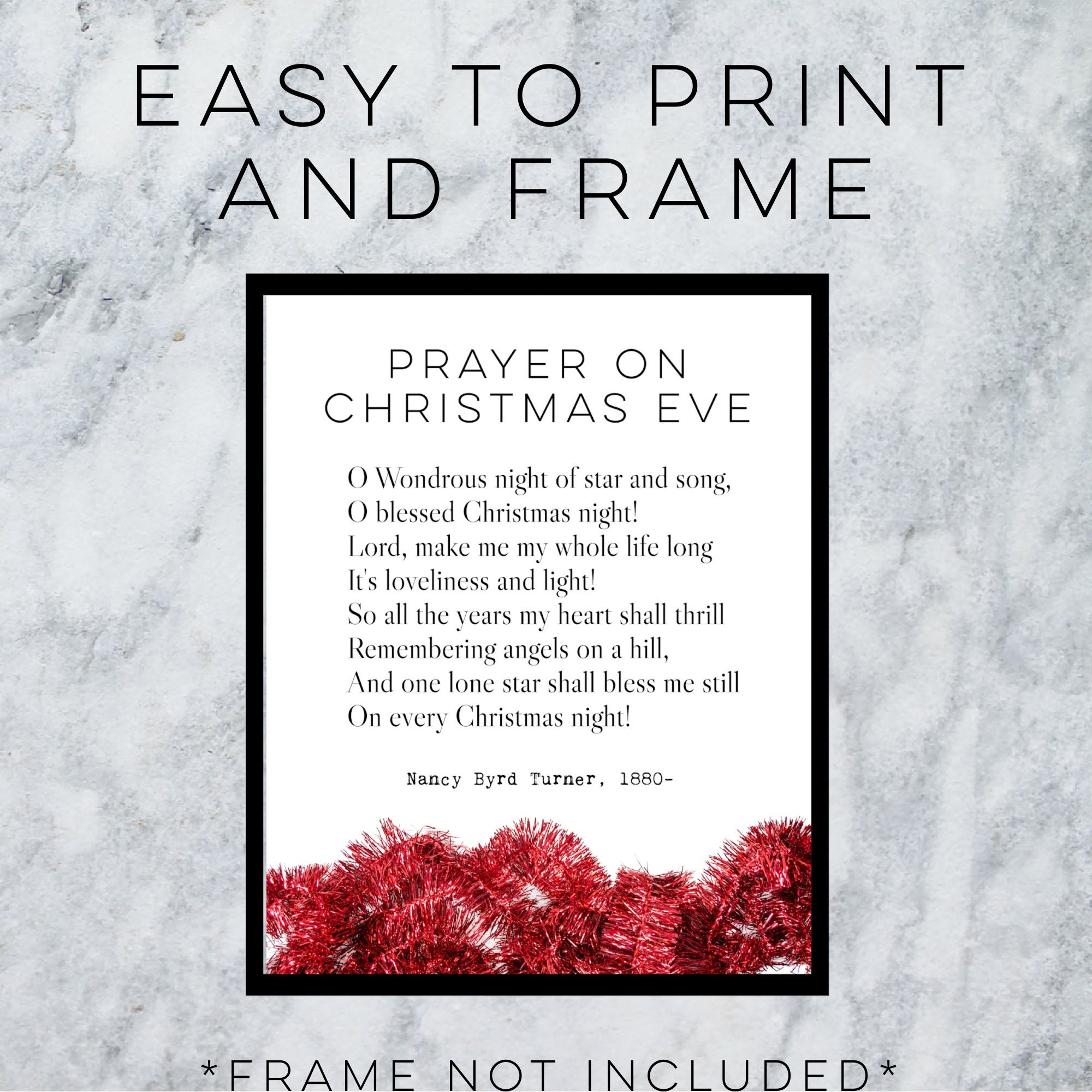 Christmas Poem | Prayer on Christmas Eve | 2 Sizes | Digital Download ...
