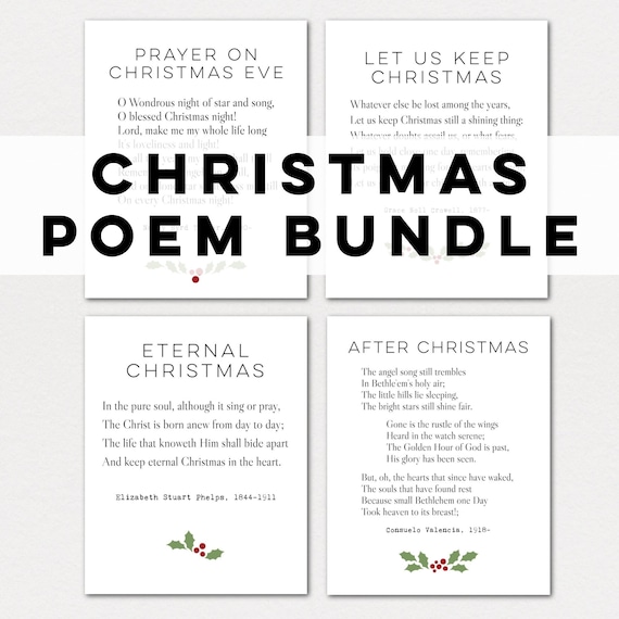 Christmas Poem Set 4 Poems Digital Download Printable | Etsy