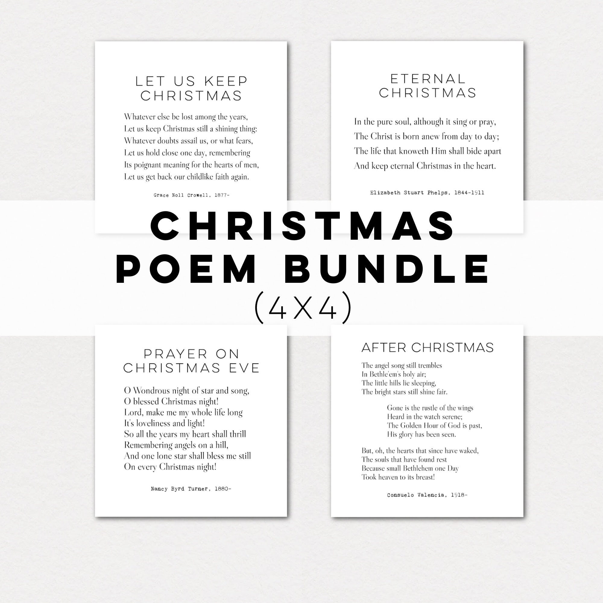 Christmas Poem Set | 4 Poems | Digital Download | Printable Art | 4x4 ...