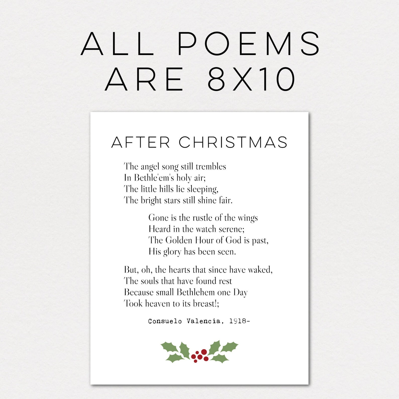 Christmas Poem Set 4 Poems Digital Download Printable Art 8x10 JPG ...