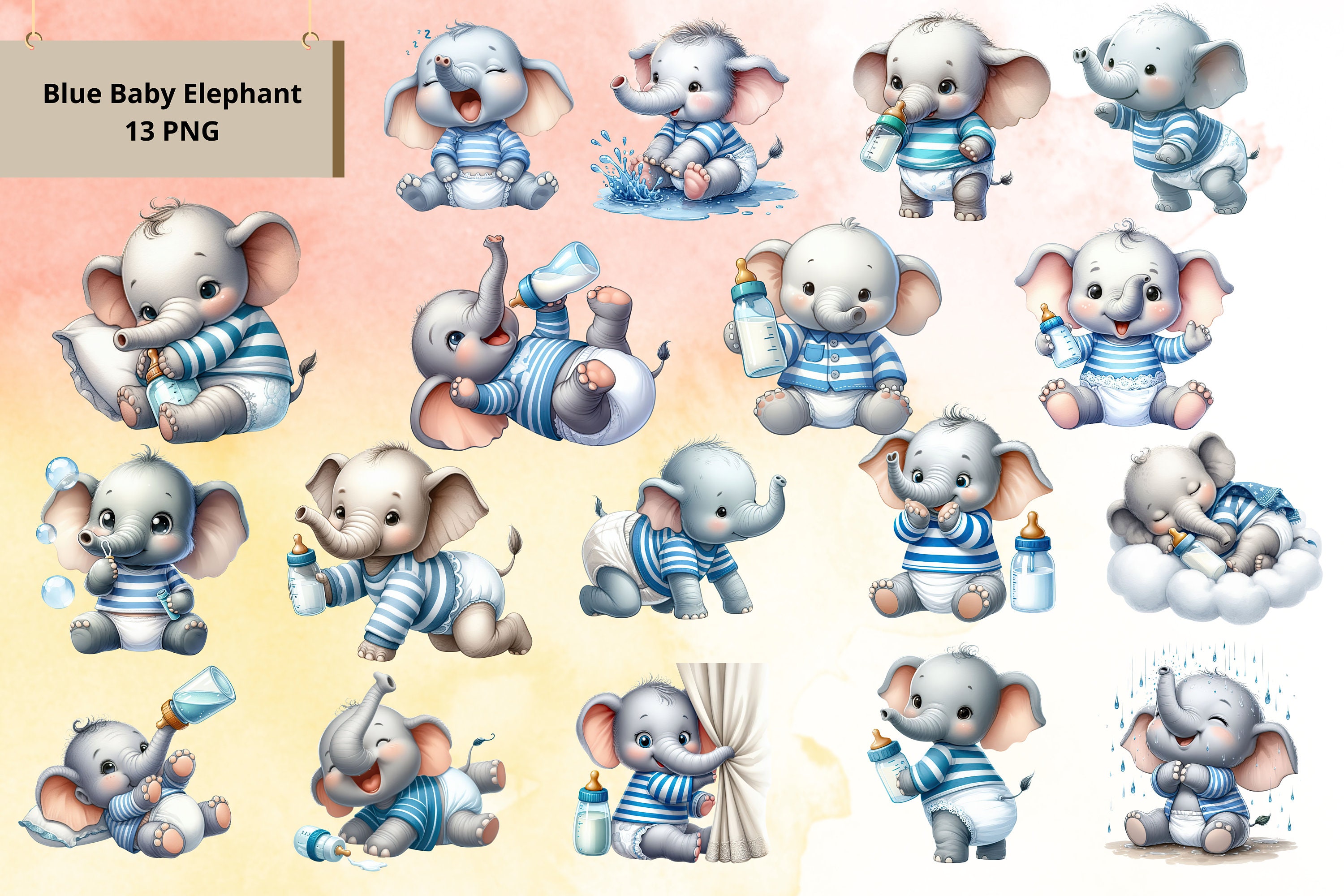 Blue Baby Elephant Png, Adorable Elephant Png, Baby Shower Gifts ...