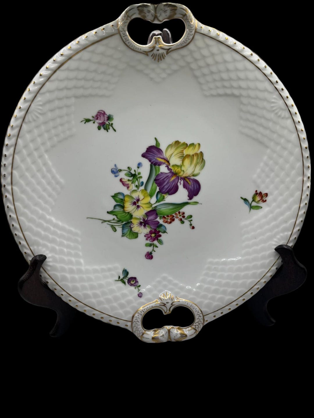 B&G Very Rare Saxon Flowers Pastry Plate With Handles 1915-47 Bing and ...