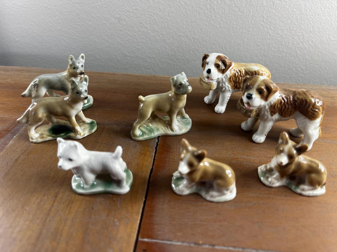 Vintage Wade Whimsies Set 7, Pedigree Dog Figurines (1957) Alsatian ...