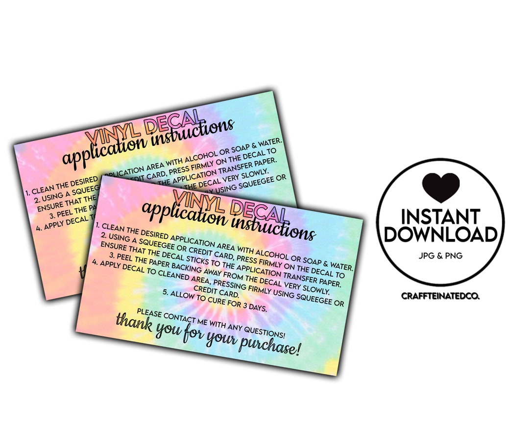 READY TO PRINT Vinyl Application Instructions Card, Printable, How to ...