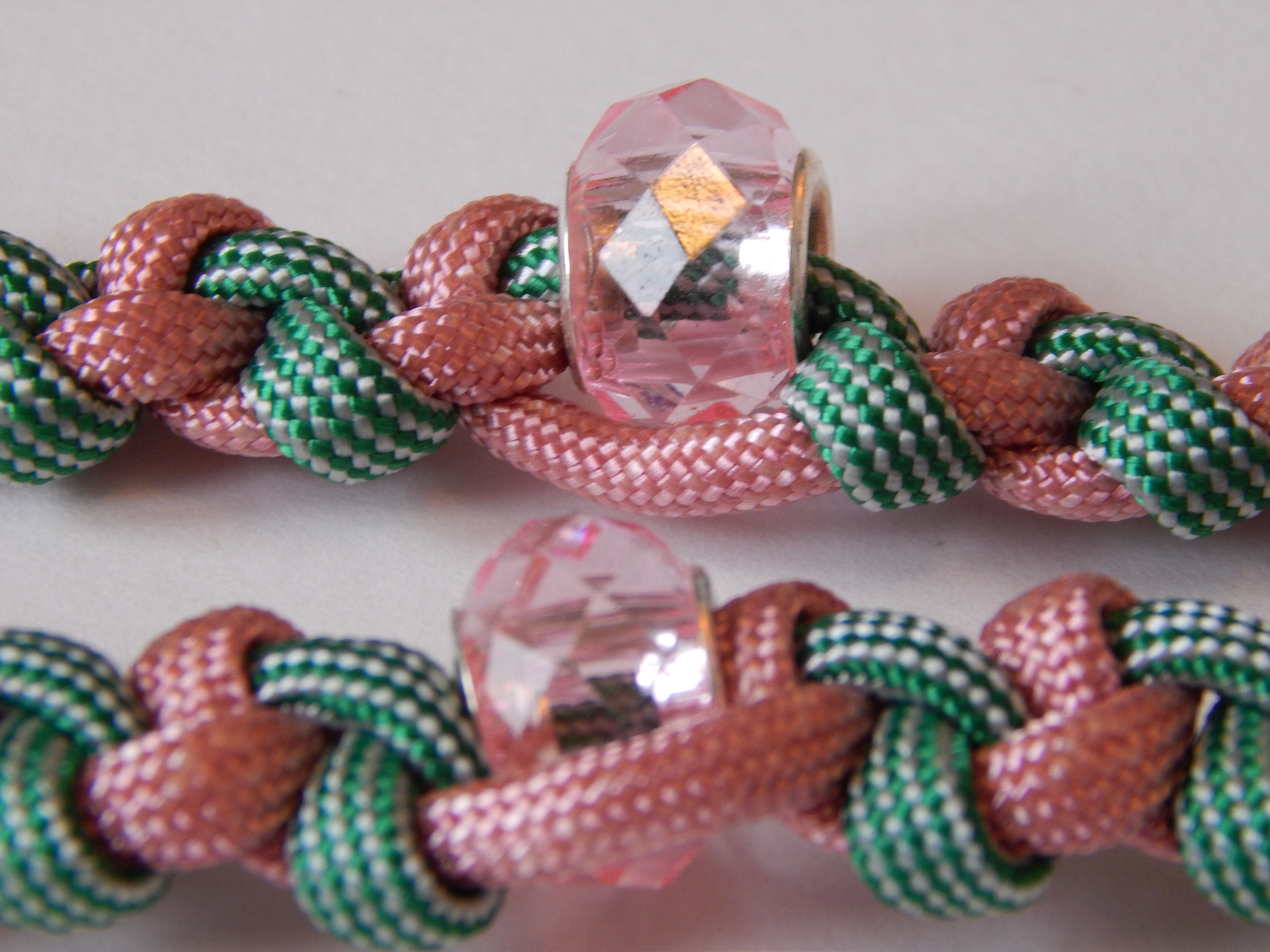 Beaded Paracord Id Badge Lanyard Pink, Green, Job Gift, Keychain ...