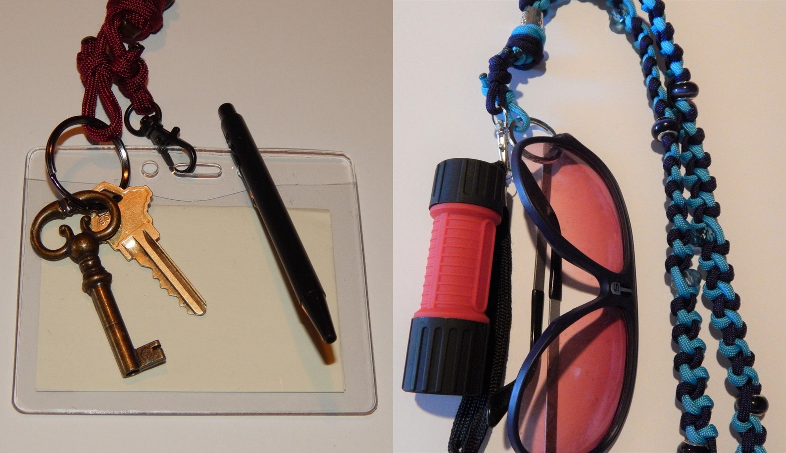 Blue Beaded Paracord Id Badge Lanyard , Blue, Job Gift, Keychain ...