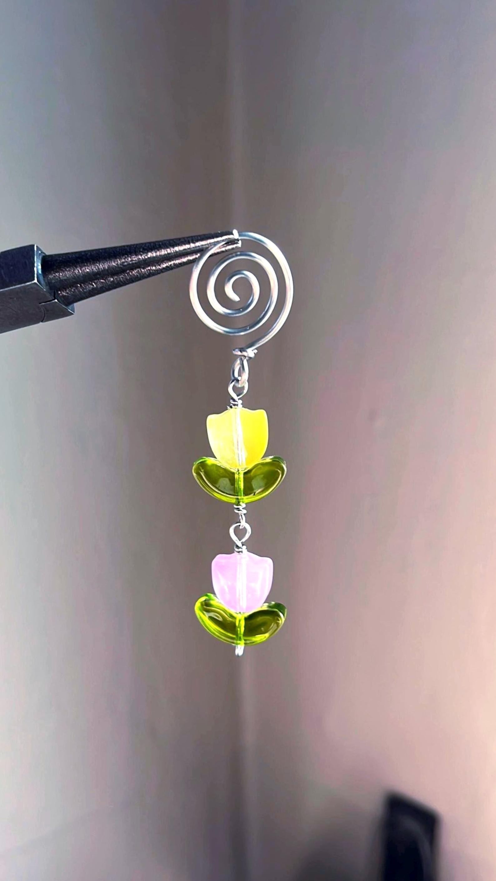 Spiral Tea Bag Weight With Tulip Charms - Etsy UK